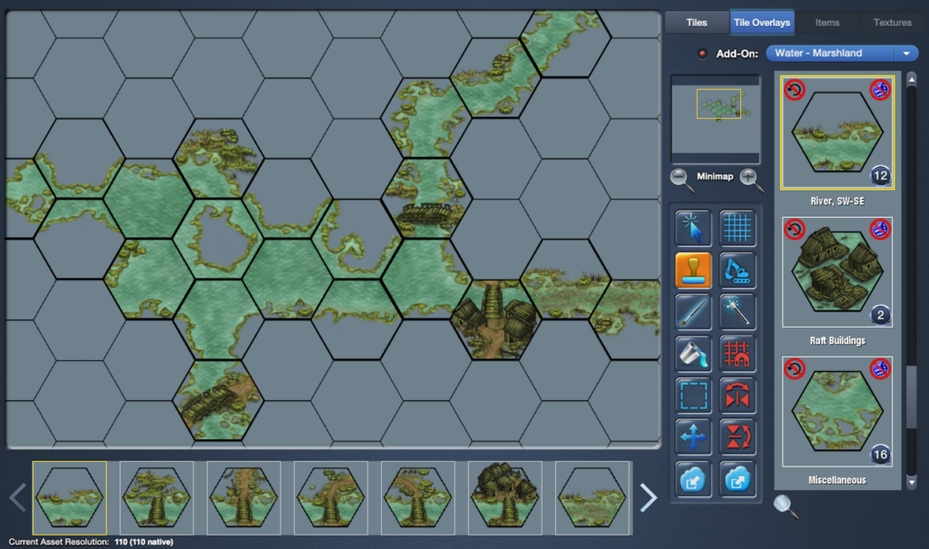 Terrain Hexagons – Water (Marshland) – MapForge